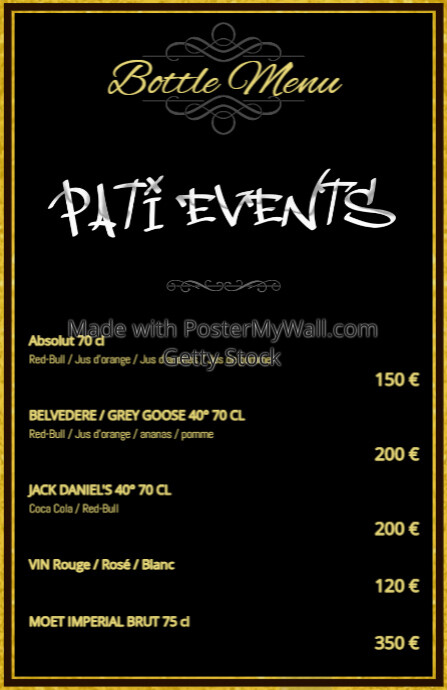 BOTTLE MENU | PosterMyWall