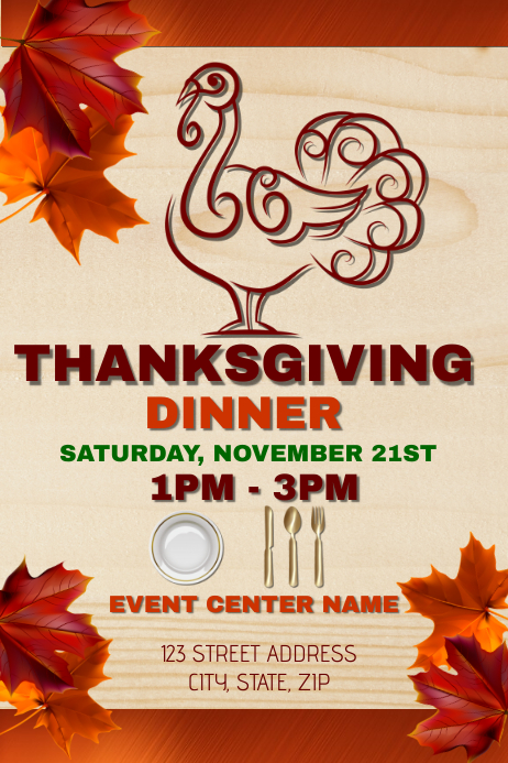 Thanksgiving Dinner Event Template | PosterMyWall