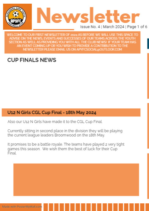 Orange Custom Branded Newsletter Page | PosterMyWall