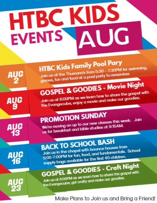 Upcoming Events - Aug | PosterMyWall