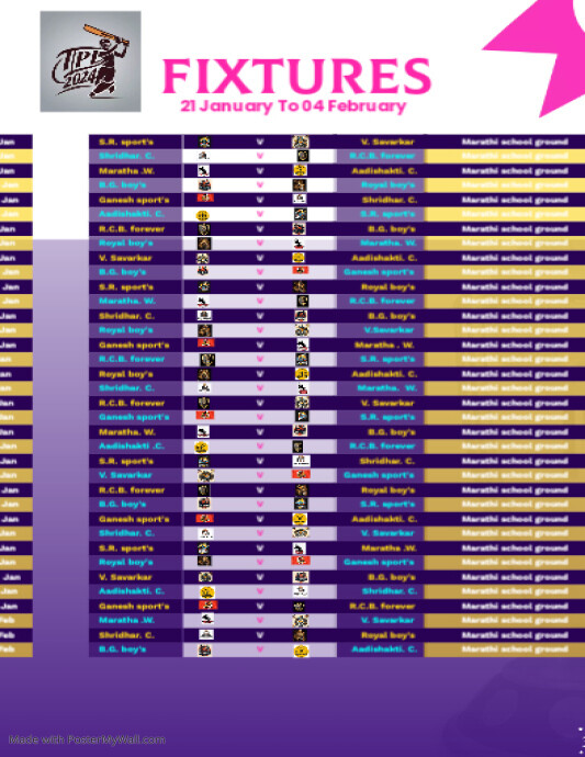 ICC Men's Cricket WorldCup Schedule Template | PosterMyWall