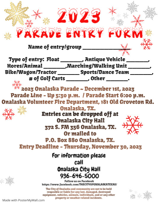 2020 CHRISTMAS PARADE ENTRY FORM FINAL | PosterMyWall