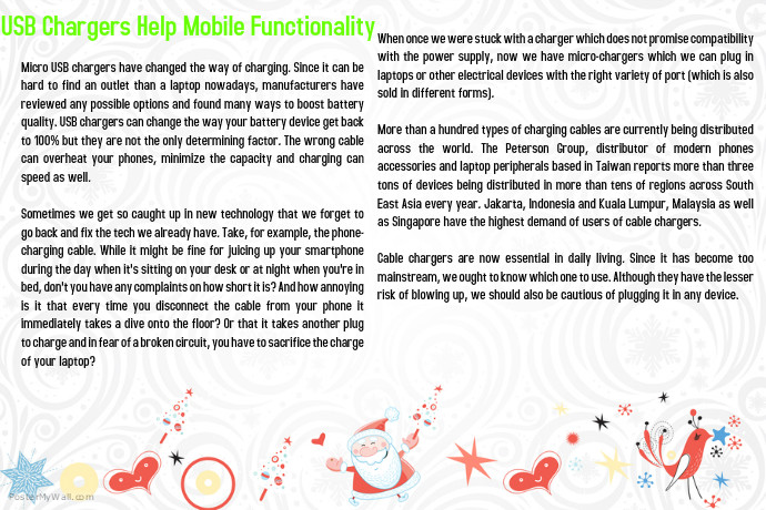 USB Chargers Help Mobile Functionality | PosterMyWall
