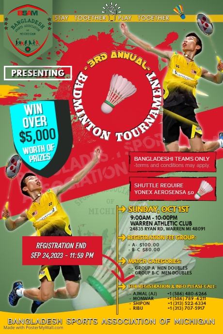 Badminton Poster -BSAM | PosterMyWall
