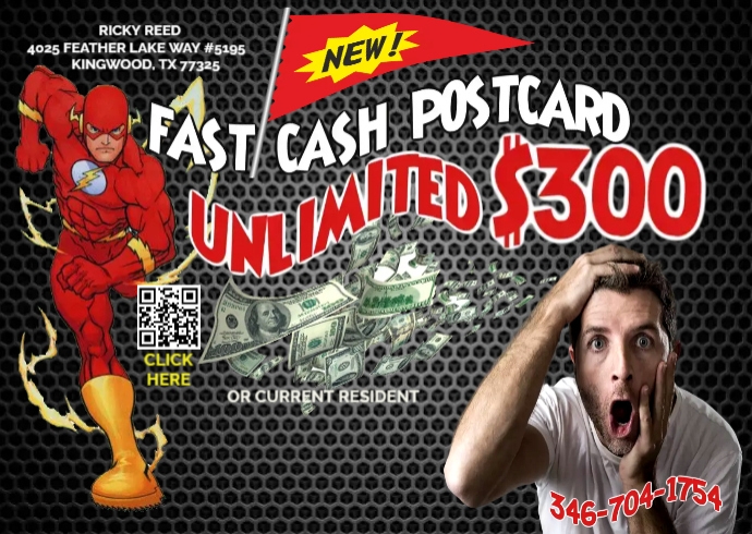 Copy of FAST CASH $300 POSTCARD (1) | PosterMyWall