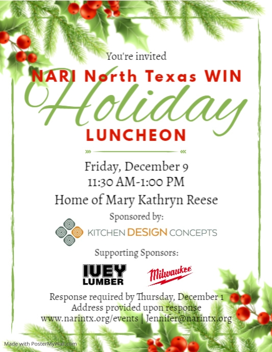 WIN Holiday Luncheon Invitation 2022 | PosterMyWall