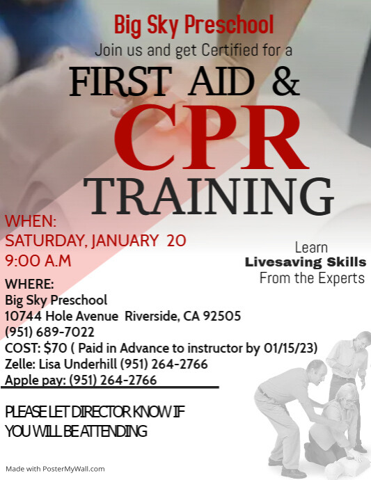 Copy of First Aid & CPR Training Flyer | PosterMyWall
