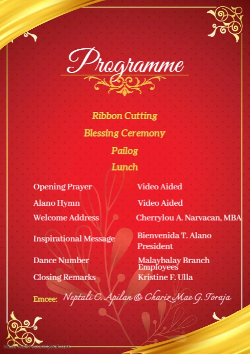 Gold Ornamental Wedding Program template | PosterMyWall