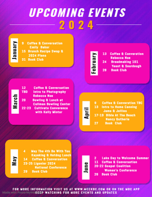 Upcoming Calendar Of Events Flyer | PosterMyWall