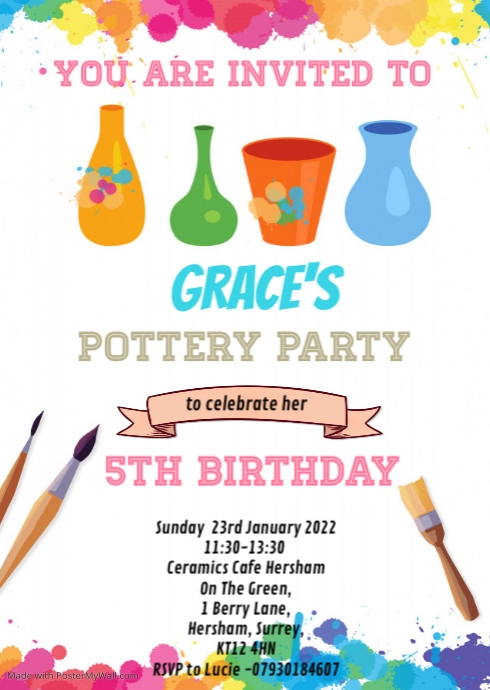 Copy of Pottery art party invitation | PosterMyWall