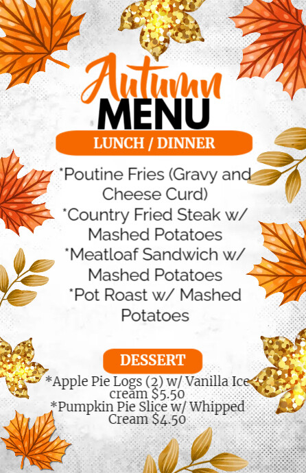 fall menu, autumn menu | PosterMyWall