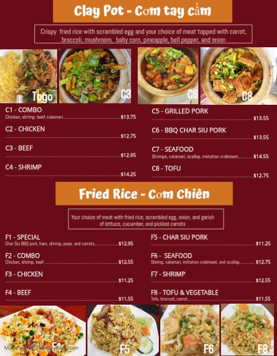 Copy of Menu - P5 - Com Tay cam - Com Chien | PosterMyWall