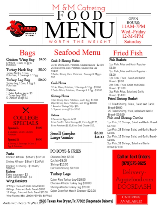 M&M Catering | PosterMyWall