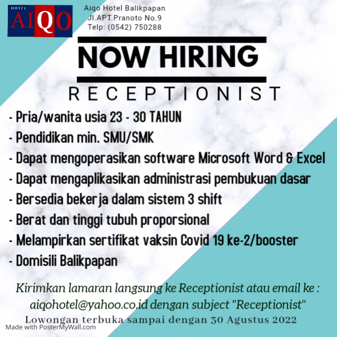 Loker Receptionist | PosterMyWall