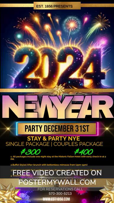 new year party invitation template 2024 | PosterMyWall