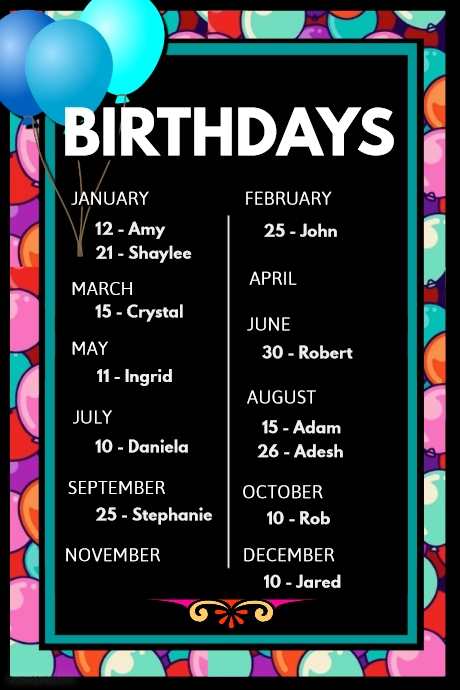 Copy of Office Birthdays | PosterMyWall