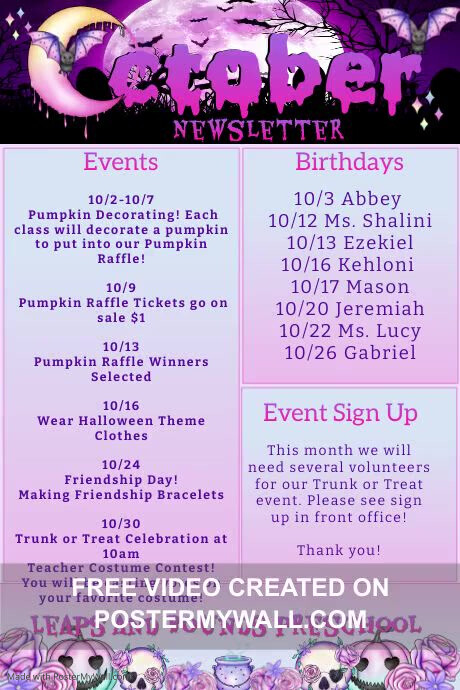 October Halloween Theme Artistic Video Newsletter | PosterMyWall