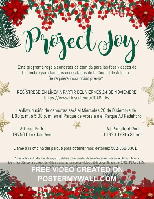 Project Joy Dec 2023- spanish flyer | PosterMyWall