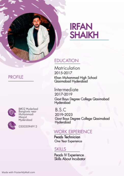 Copy of Purple Sphere Resume Template | PosterMyWall