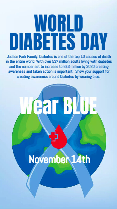 Blue and White Simple World Diabetes Day Inst | PosterMyWall