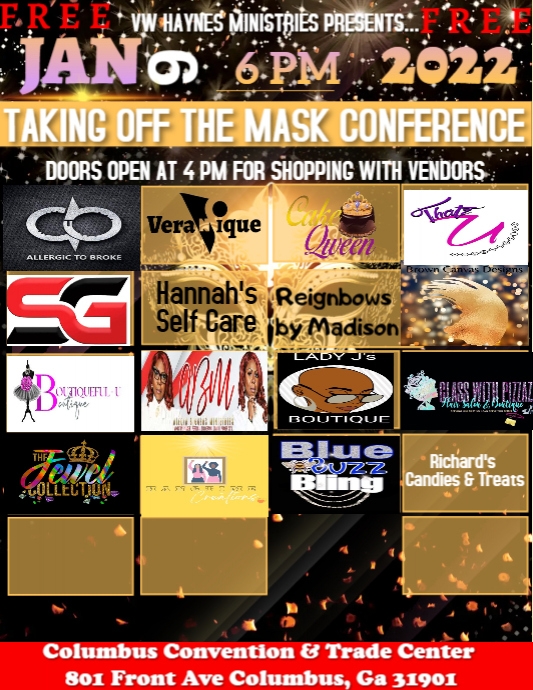 Vendors for Taking off the Mask 2021 Conference | PosterMyWall