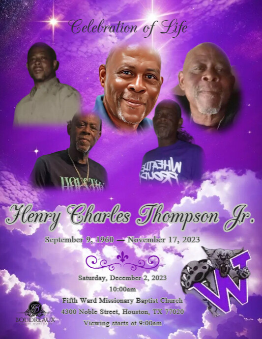 Copy of Purple background funeral program template | PosterMyWall