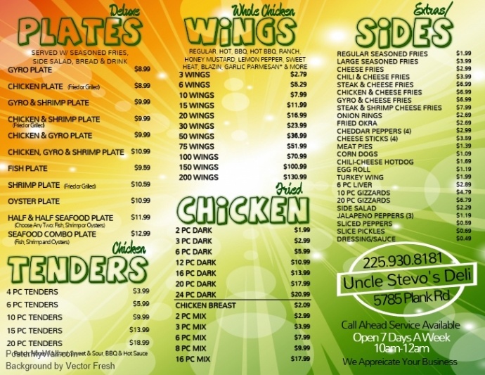 STEVO'S MENU CARD BW2 | PosterMyWall