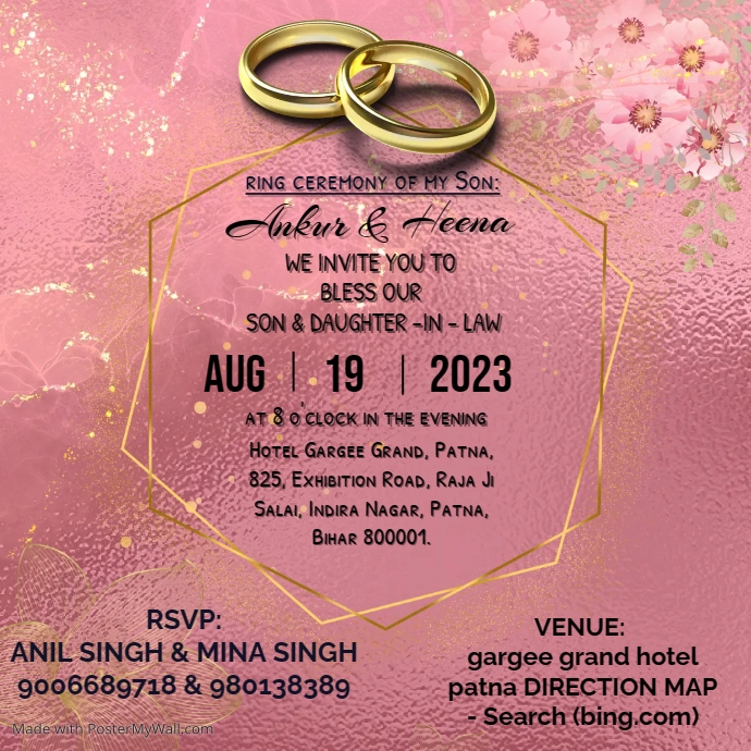 wedding invitation,ring ceremony invitation | PosterMyWall