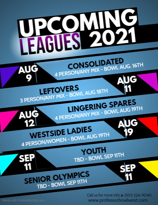 Upcoming Fall Leagues 1 | PosterMyWall