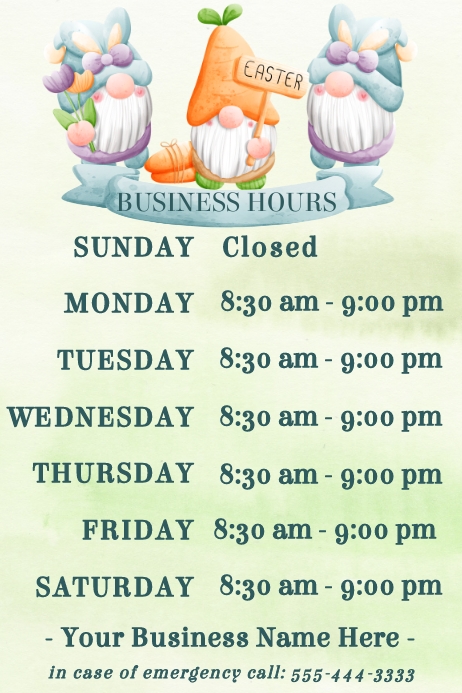 Business Hours Sign Template | PosterMyWall