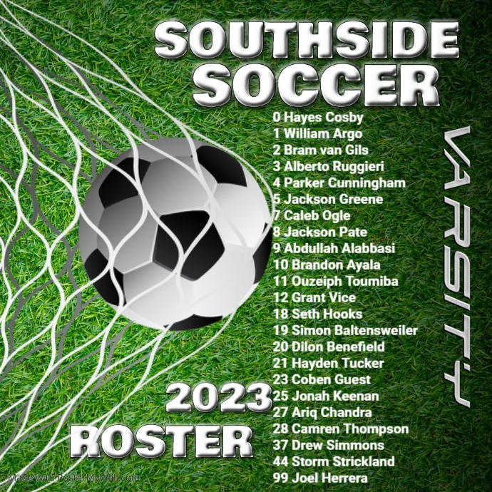 Soccer Varsity Roster | PosterMyWall