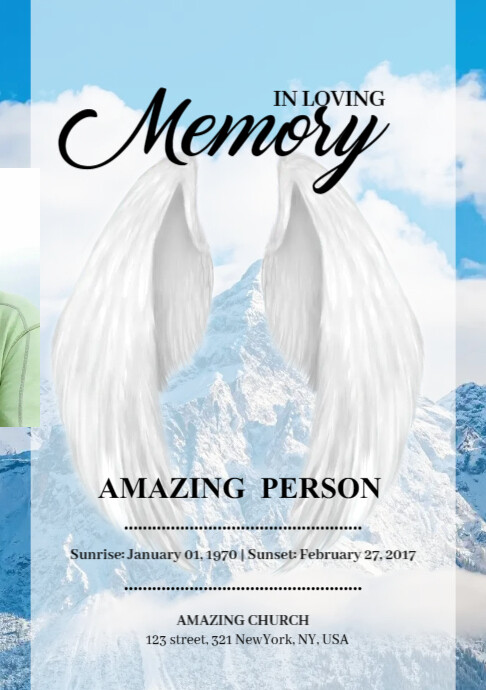 Angel Wing Funeral Program Template | PosterMyWall