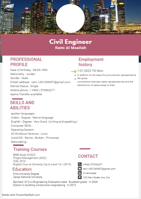 Copy of Modern Project Manager Resume | PosterMyWall