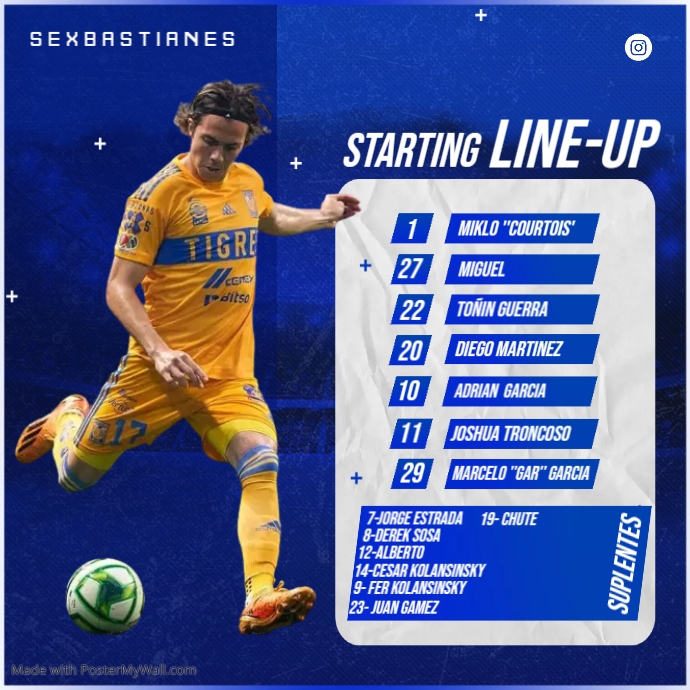 Football Starting Line up | PosterMyWall