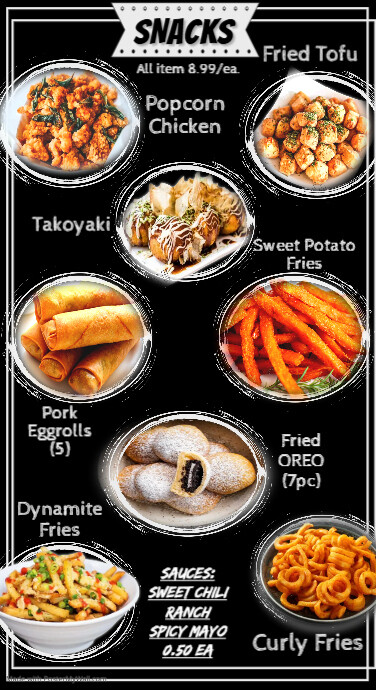 SNACKS MENU 1 | PosterMyWall