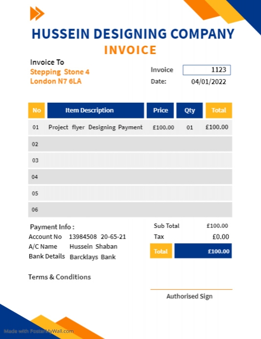 Copy of Business Invoice Template | PosterMyWall