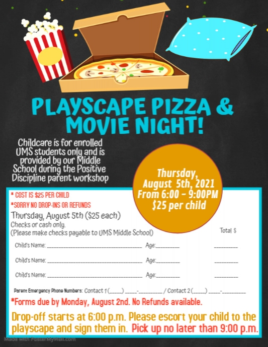 Playscape Pizza & Movie Night | PosterMyWall