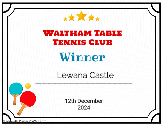 Editable Pingpong Award Certificate | PosterMyWall