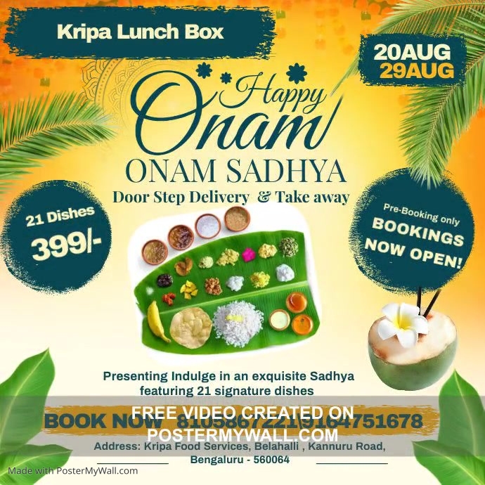 Onam Sadhya Feast Ad Post Template | PosterMyWall
