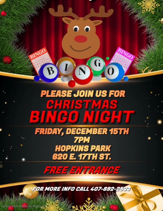 Christmas Bingo Night Party Flyer Design | PosterMyWall