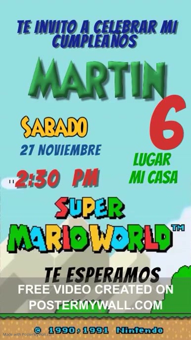 Copy of Copia de Video Invitation Super Mario World Party With ...