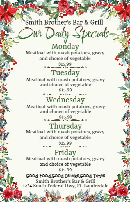 Copy of Daily Specials Menu Tabloid Size (1) | PosterMyWall