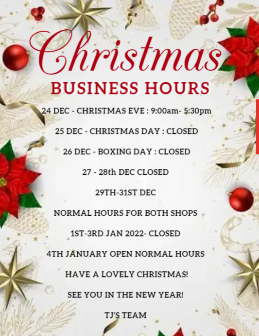 Copy of CHRISTMAS STORE BUSINESS HOURS Flyer Template | PosterMyWall