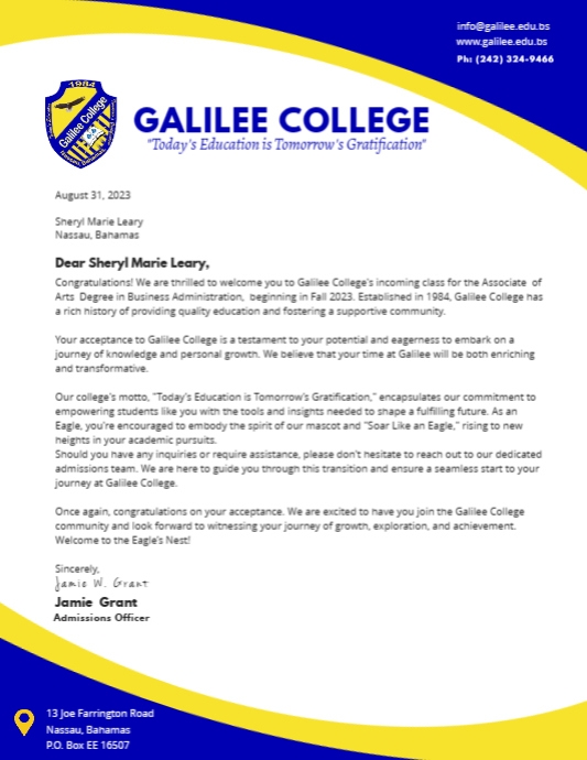 Copy of Sheryl Marie Leary Acceptance | PosterMyWall