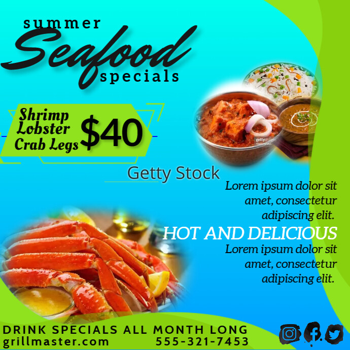 Copy of Seafood Restaurant Special Flyer Ad | PosterMyWall