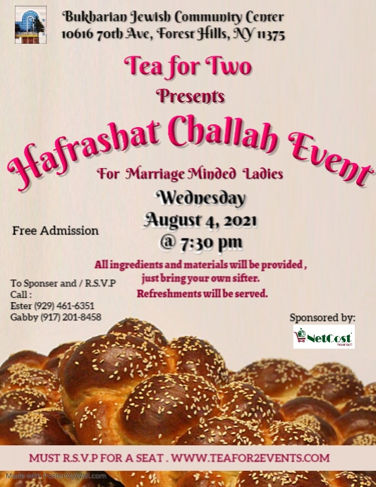 Copy of Grand Challah Bake Flyer | PosterMyWall