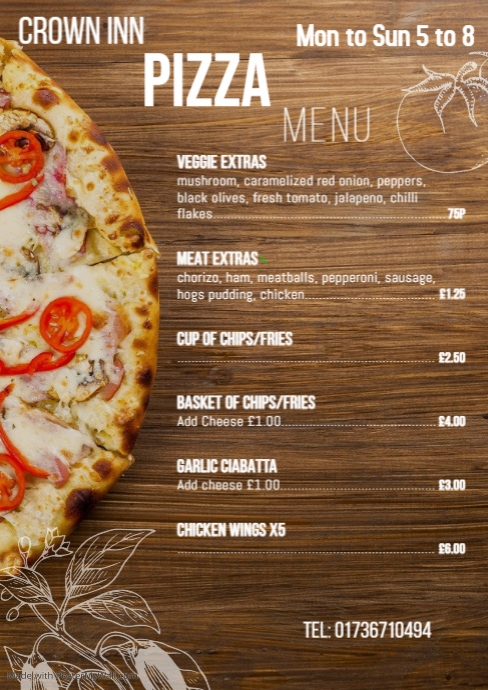 Copy of Copy of Pizza menu table a4 card 2 | PosterMyWall