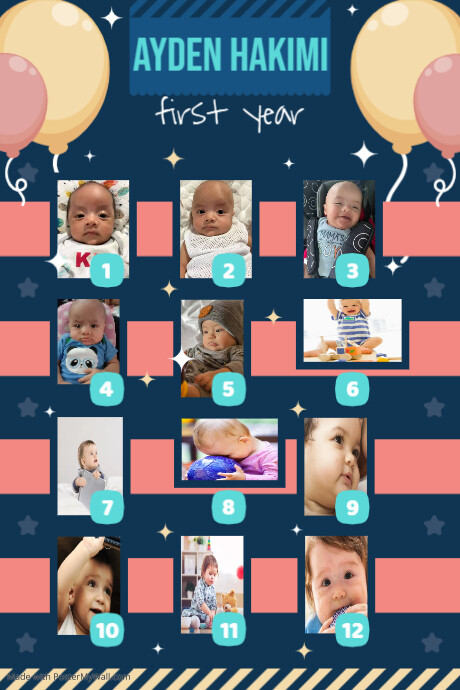 Navy blue 1st year of life poster | PosterMyWall