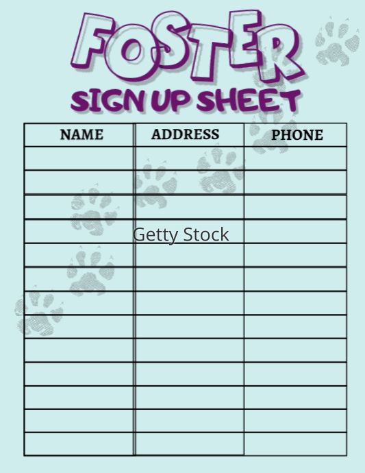 Foster Sign up Sheet Template | PosterMyWall