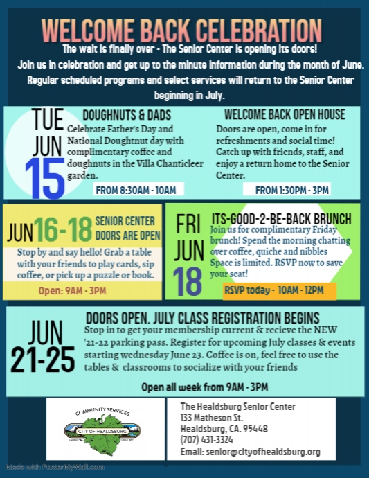 Copy of Welcome Back to Senior Center | PosterMyWall